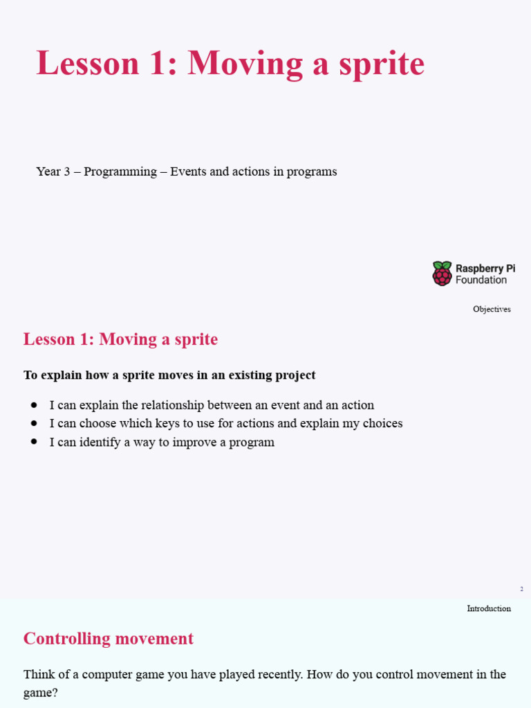 L1 Slides - Events and Actions in Programs - Y3 | PDF | Scratch ...