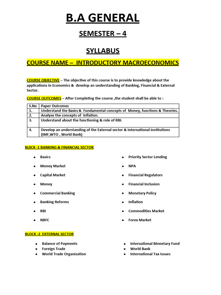 BA Sem 4 | PDF | Reserve Bank Of India | Money