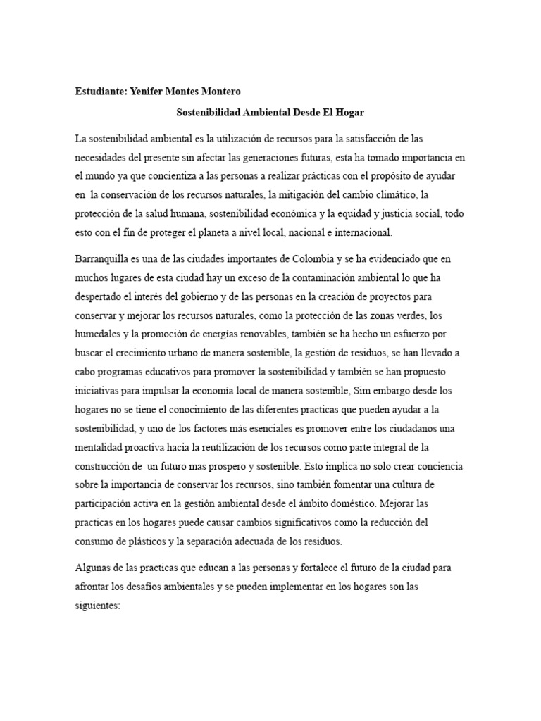 Informe Escrito Practicas Sostenibles | PDF | Sustentabilidad | Residuos
