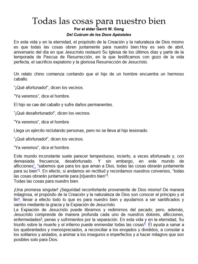 Todas las cosas obran para nuestro bien | PDF | Jesús | Libro de Mormón