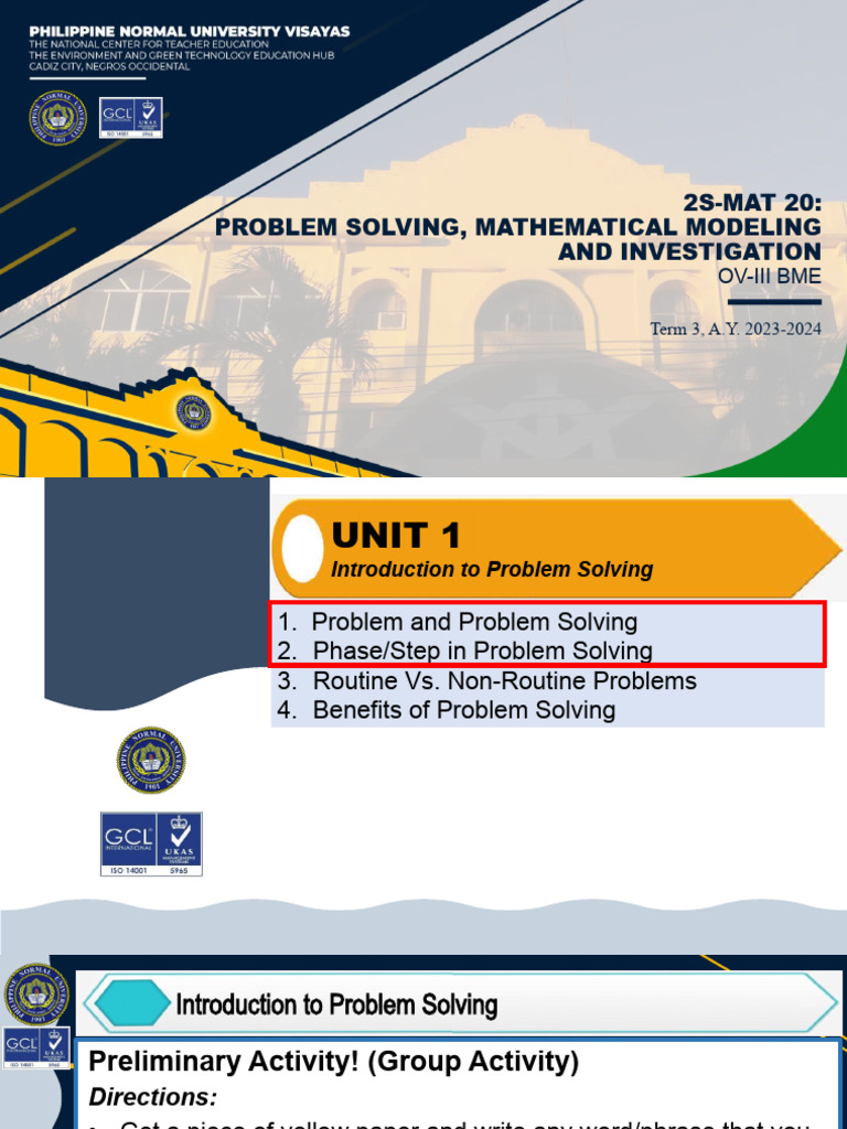 Unit I. 1 2 Problem and Problem Solving | PDF | Behavior Modification ...