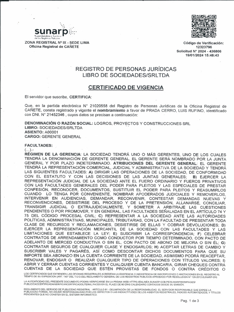 Vigencia de Poderes LPC | PDF