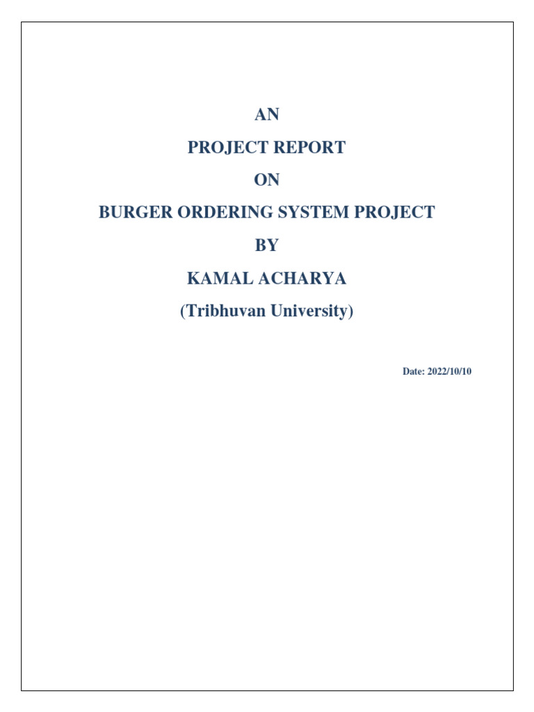 Burger Ordering Sysytem Project Report. | PDF | Use Case | Class (Computer Programming)