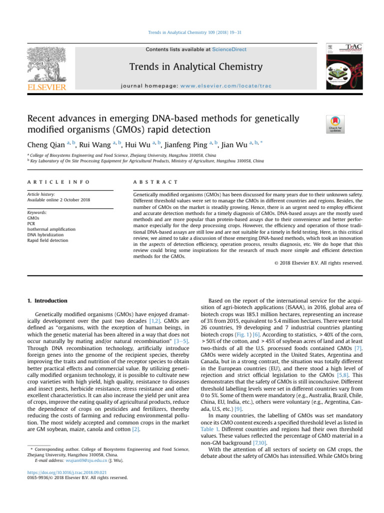 05.quian 2018 - DNA-based GMO Detection | PDF | Polymerase Chain Reaction | Genetically Modified ...