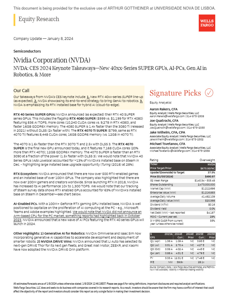 Nvidia Erwf Pdf Securities Finance Graphics Processing Unit