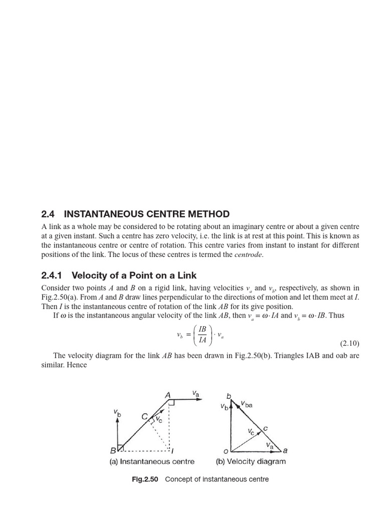 Instantaneous Centre Method | PDF | Velocity | Rotation