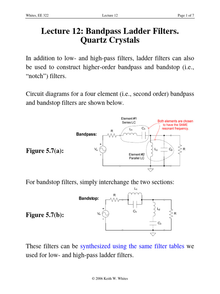 Bandpass Ladder Filters. Quartz Crystals | PDF | Electronic Filter ...