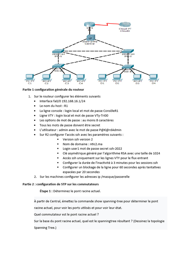 Configuration STP et sécurité des ports | PDF | Protocoles réseau | Architecture (Informatique)