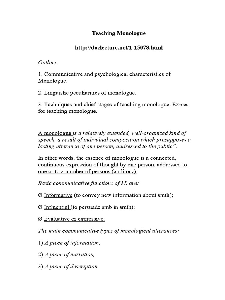 Teaching Monologue Techniques | PDF | Speech | Argument