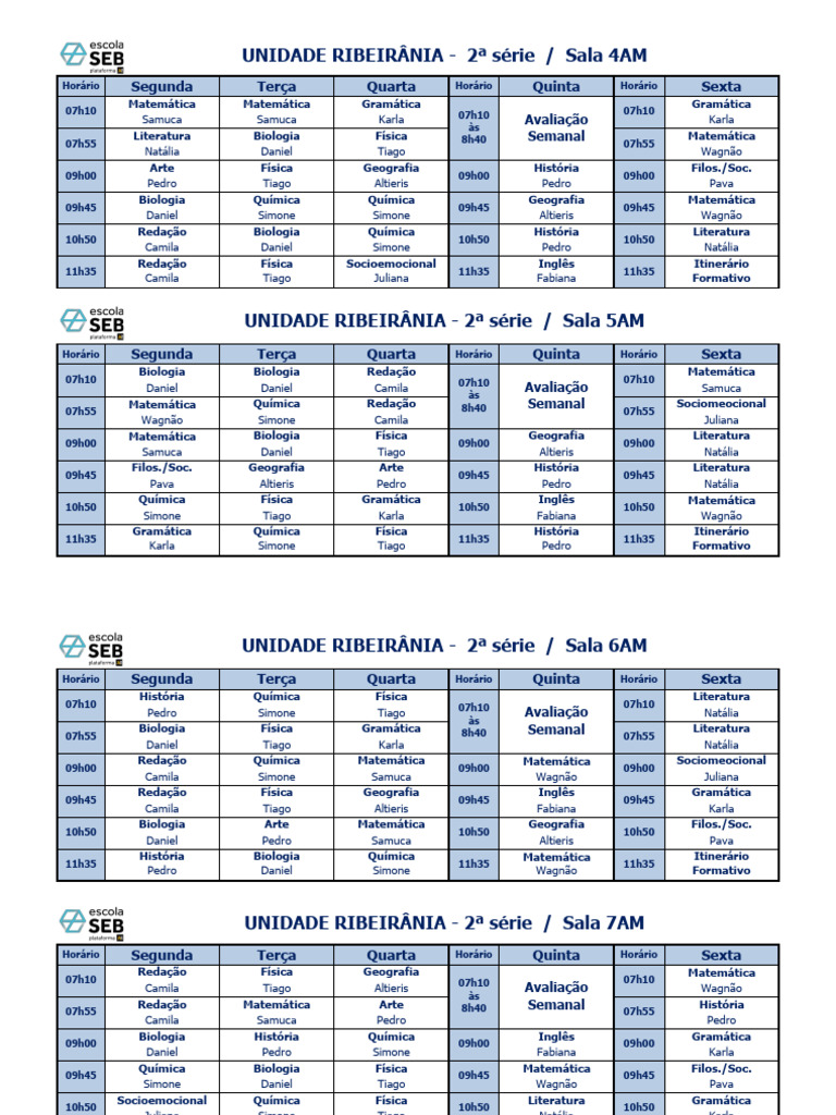Aulas Das Turmas Da 2 Série | PDF | Educação em Artes Liberais ...