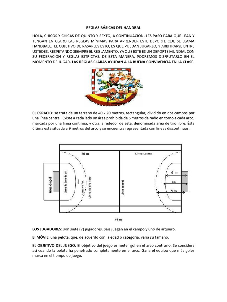 Reglas Básicas de Handball para Pasar A Los Chicos | PDF | Deportes