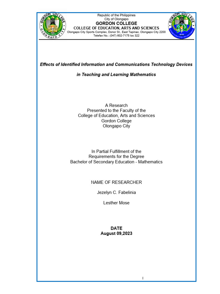 Effects of Identified Information and Communications Technology Devices in Teaching and Learning ...