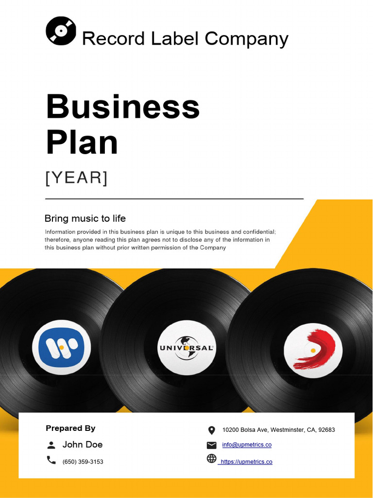 Record Label Business Plan Example | PDF | Expense | Startup Company