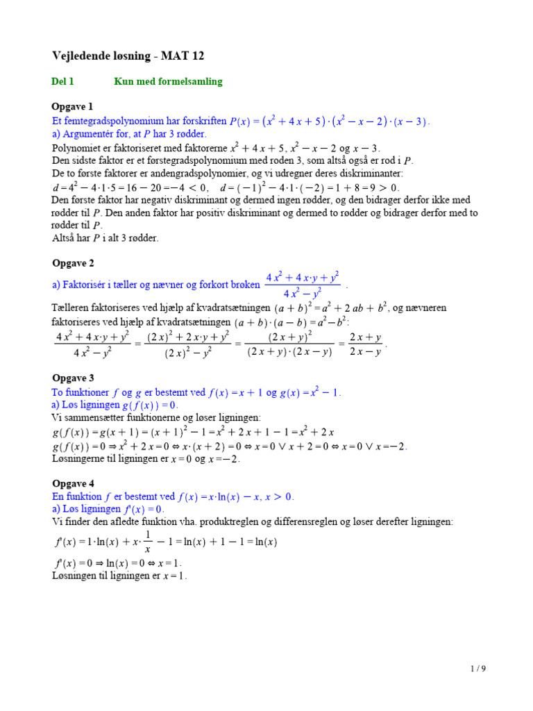 Matematik Eksamen 2016 | PDF