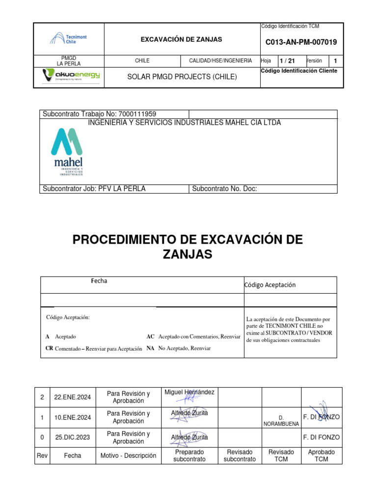 Procedimiento de Zanjas y Excavaciones | PDF | Seguridad y salud ...