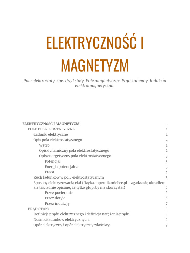 Elektryczność I Magnetyzm | PDF