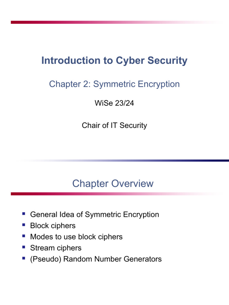 Chapter2 Symmetric Encryption | PDF | Cryptography | Encryption
