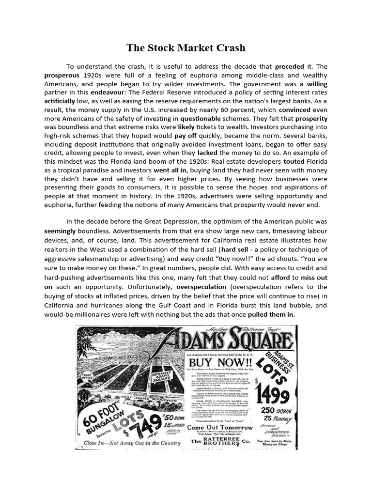 The Stock Market Crash | PDF | Investing | Stocks