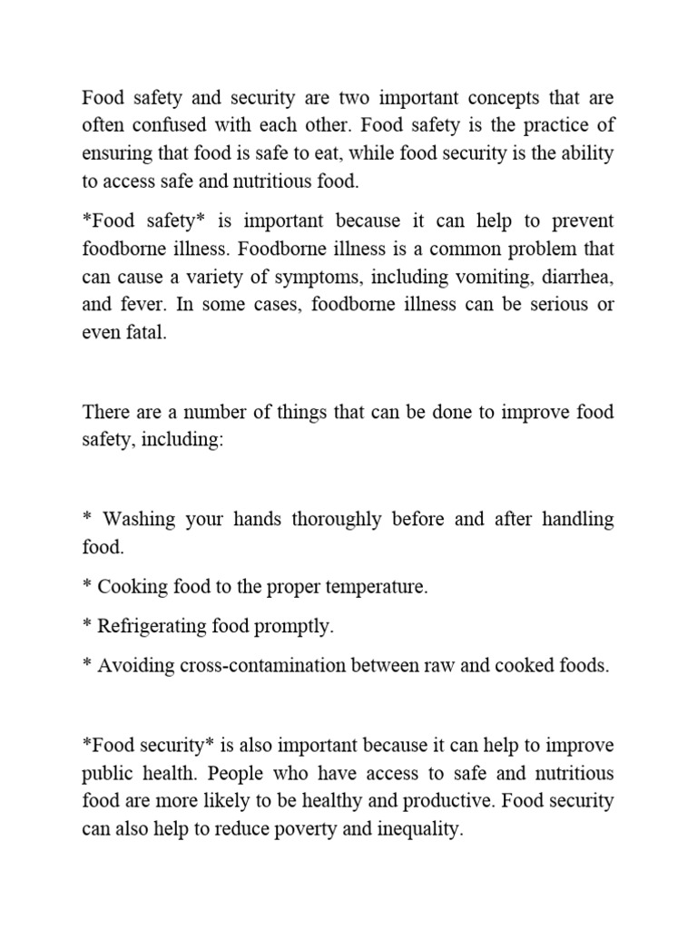 Understanding Food Safety and Security | PDF | Foodborne Illness | Food ...