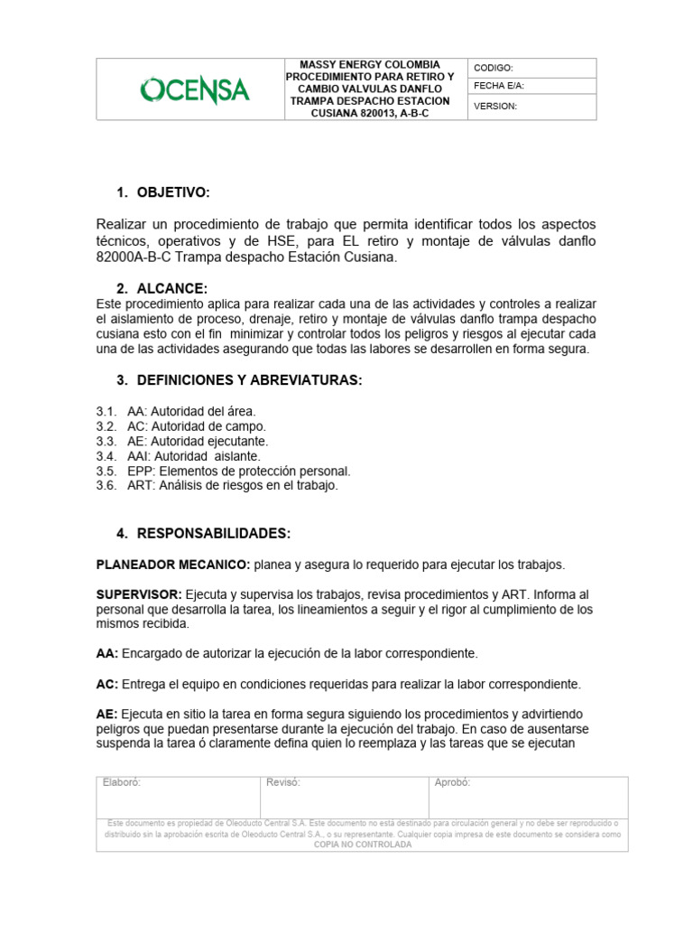 Instructivo Cambio de Danflo | PDF | Seguridad y salud ocupacional