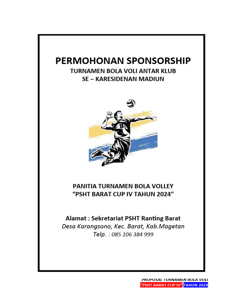 Proposal Sponsorship - PSHT Cup Iv - 2024 | PDF