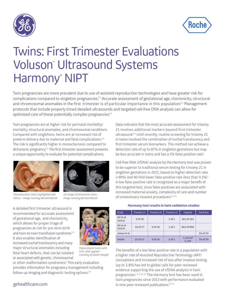 Twins First Trimester Voluson Harmony Nipt | PDF | Pregnancy | Twin