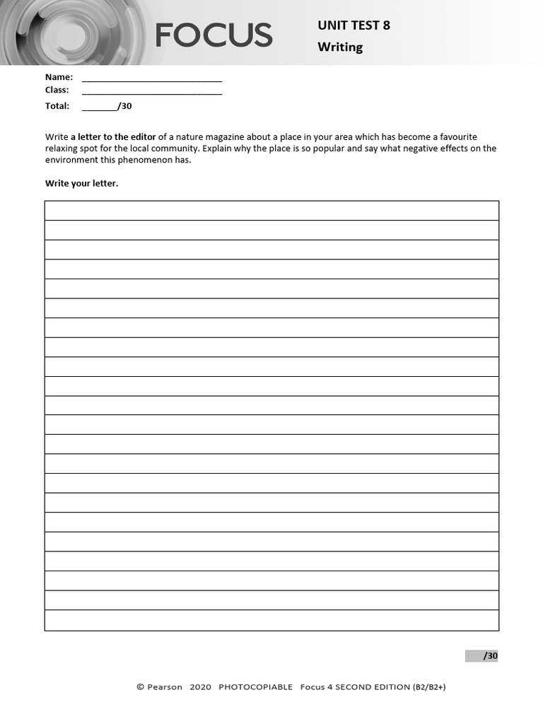 Focus4 2E Unit Test Writing Unit8 | PDF | Social Science