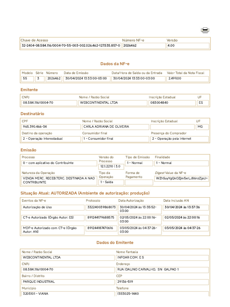 Portal Da Nota Fiscal Eletrônica | PDF | Taxa de imposto | Recibo