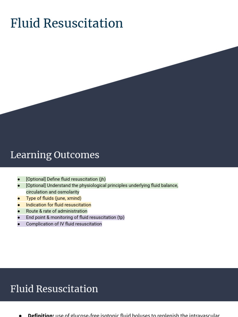Fluid Resuscitation (2112023) | PDF | Clinical Medicine | Medical ...