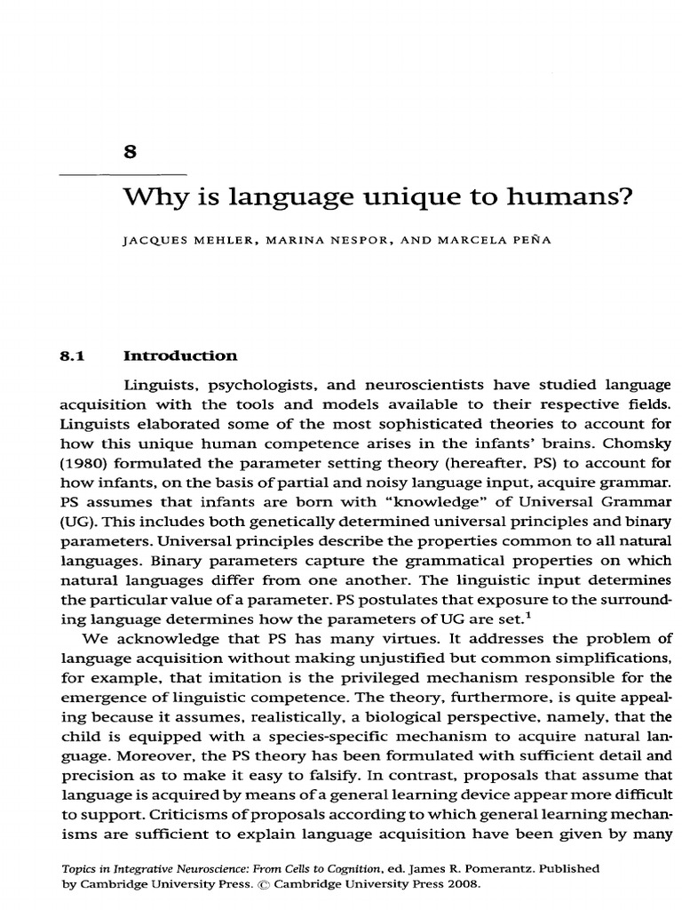 Language Unique To Human | PDF | Language Acquisition | Syllable