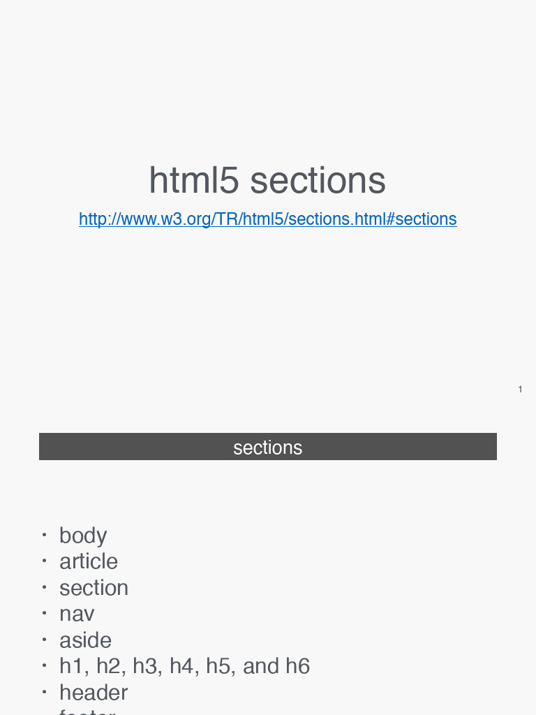 Html5 Sections | PDF | Html | Computing