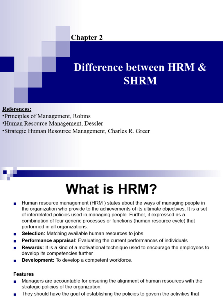 CH 2 Difference Between HRM and SHRM | PDF | Human Resource Management | Strategic Management