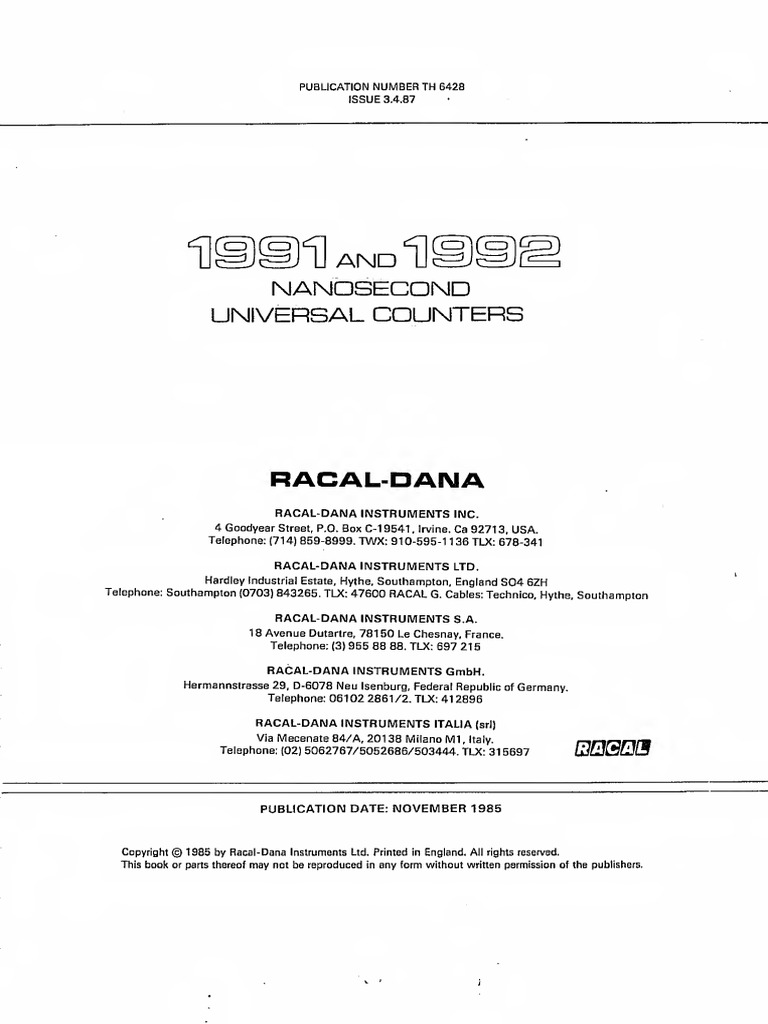 RACAL DANA 1991 1992 ServiceManual Text | PDF | Screw | Electronics