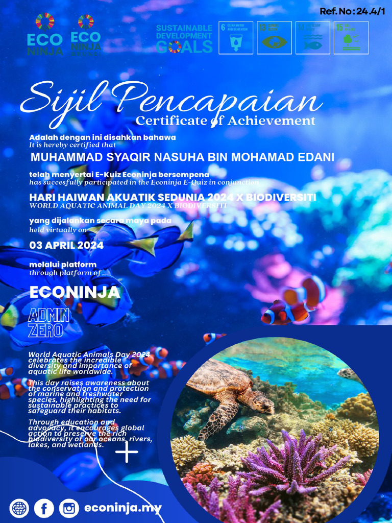 Certificate For - MUHAMMAD SYAQIR NASUHA BIN ... - For - Kuiz Econinja ...