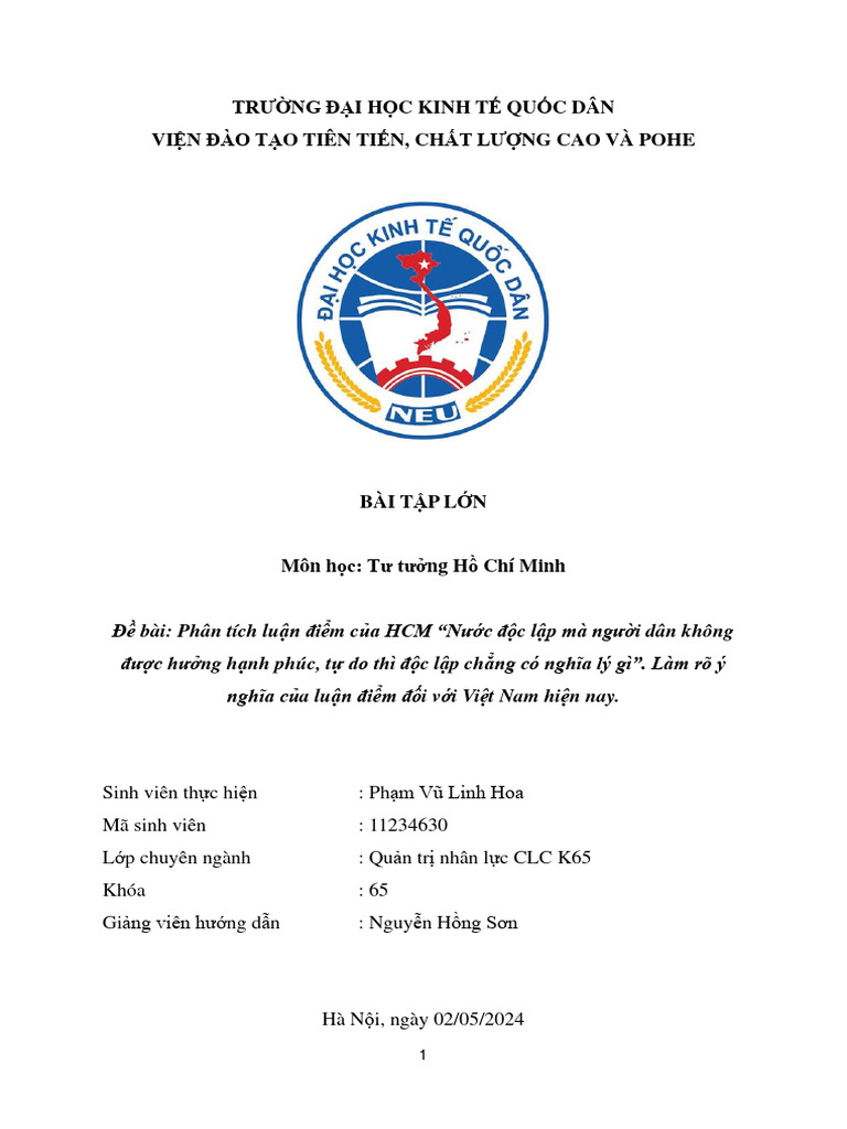 PH M Vũ Linh Hoa - BTL TTHCM - QTNLCLCK65 | PDF