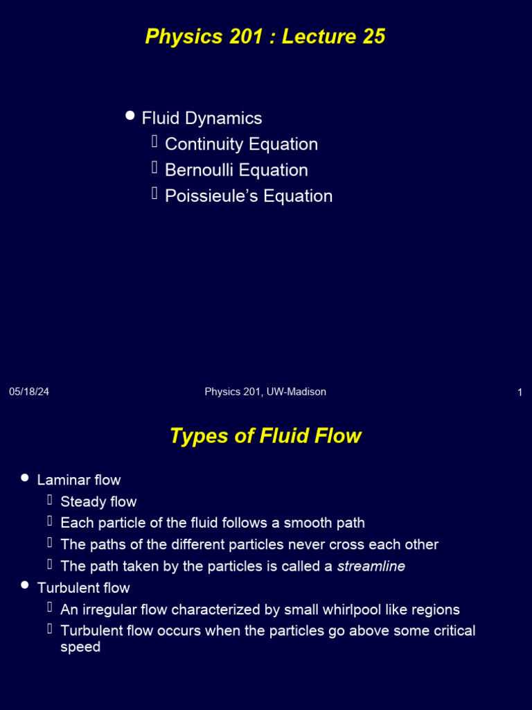 Fluid Dynamics: Key Concepts and Equations | PDF | Fluid Dynamics ...