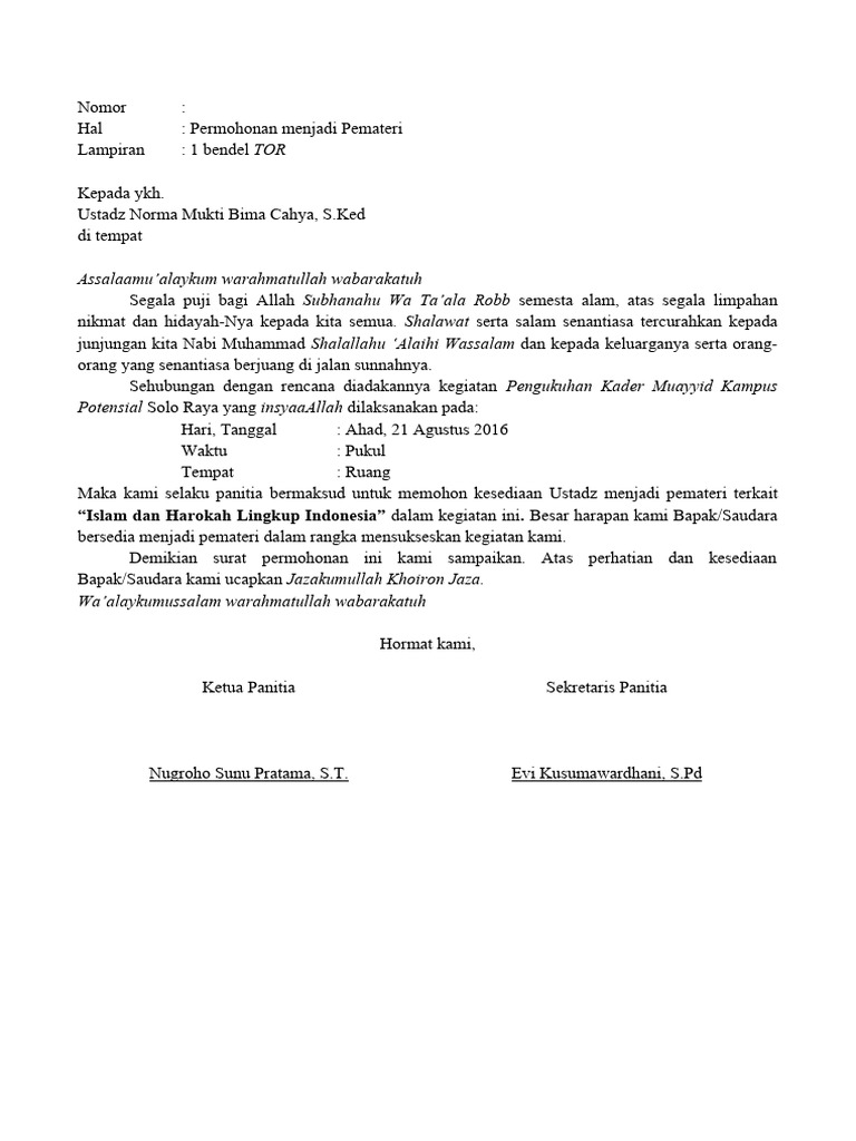 TOR Pengukuhan Myd - Ust Bima | PDF | Agama & Spiritualitas