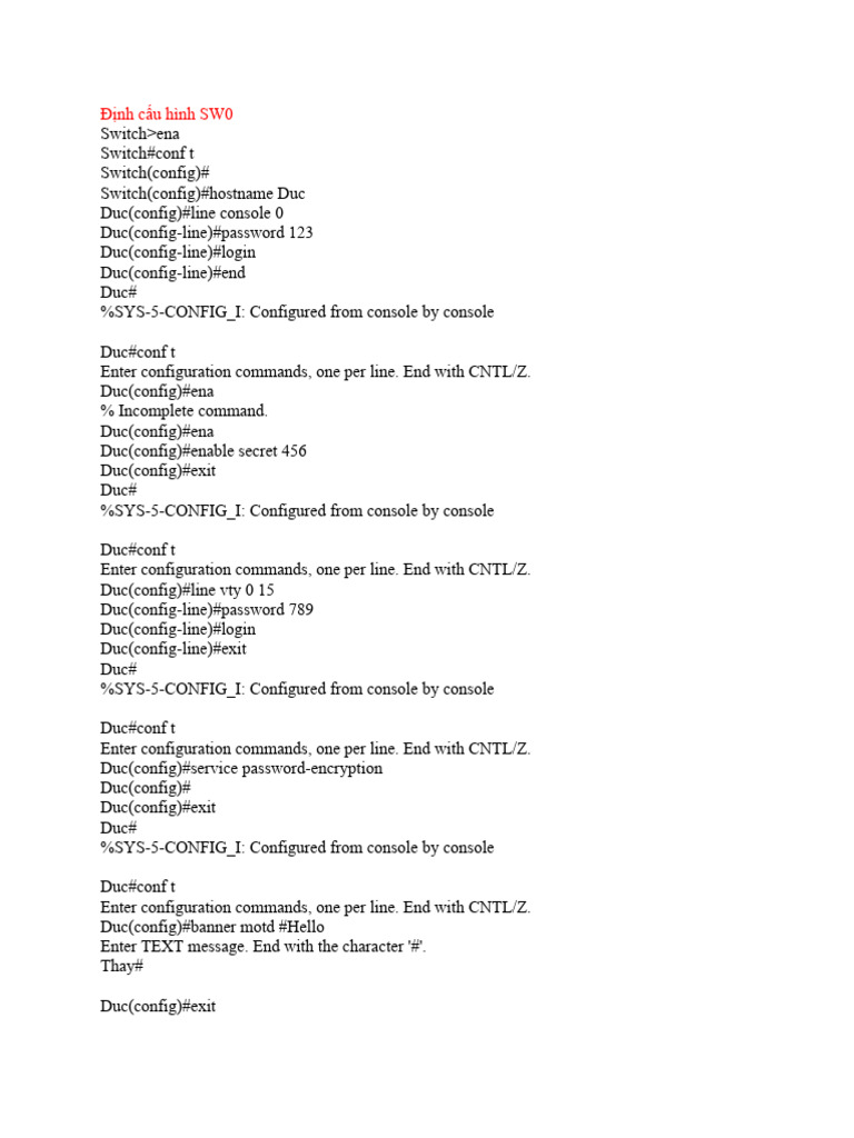 Dinhcauhinhroutervaswitch | PDF | Internet Architecture | Communications Protocols