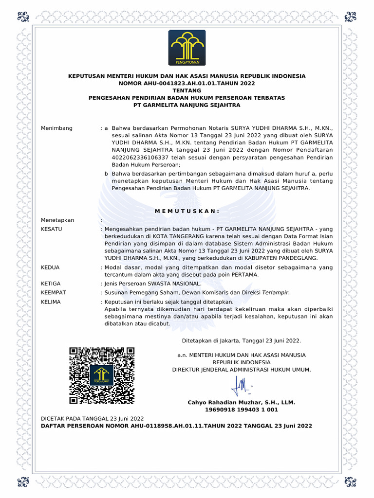 Akta Pendirian PT GNS | PDF