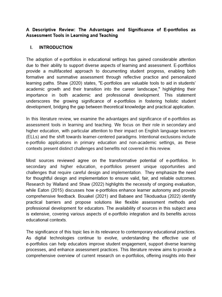 Lit. Rev. | PDF | Educational Assessment | Learning