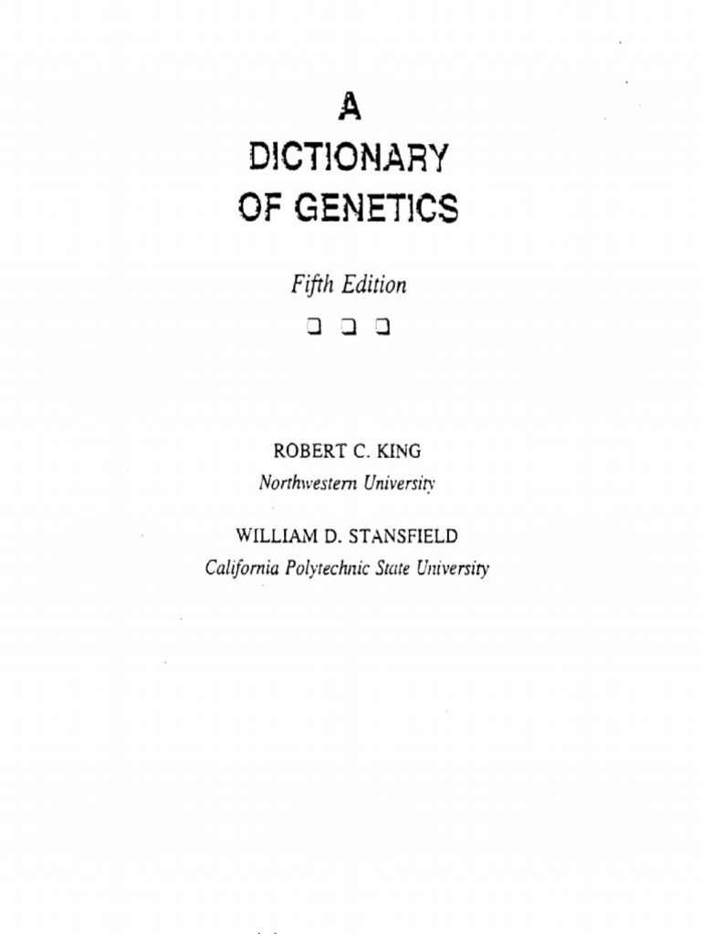 A Dictionary of Genetics | PDF | Biology
