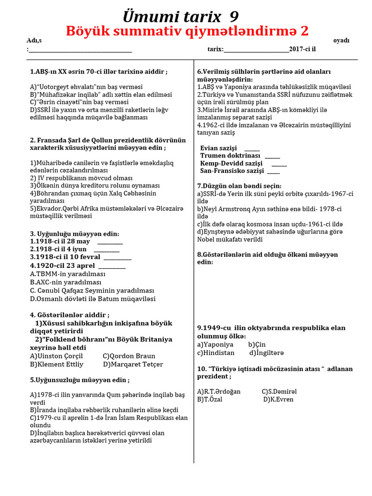 IX Sinif ÜT-BSQ - 2 | PDF