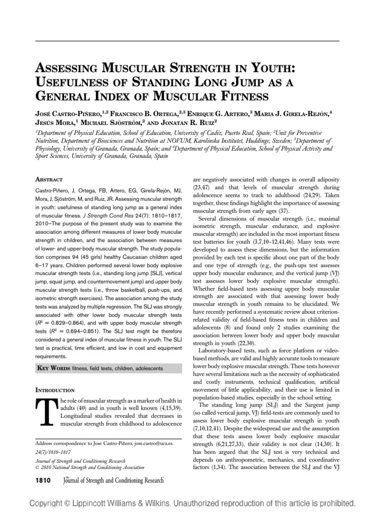 Assessing Muscular Strength in Youth Use | PDF | Statistics | Body Mass ...