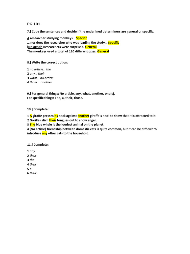(Ing) UNIT 8 Grammar. Determiners. P. 101 Cristian Sdrojek | PDF | Language Arts & Discipline ...