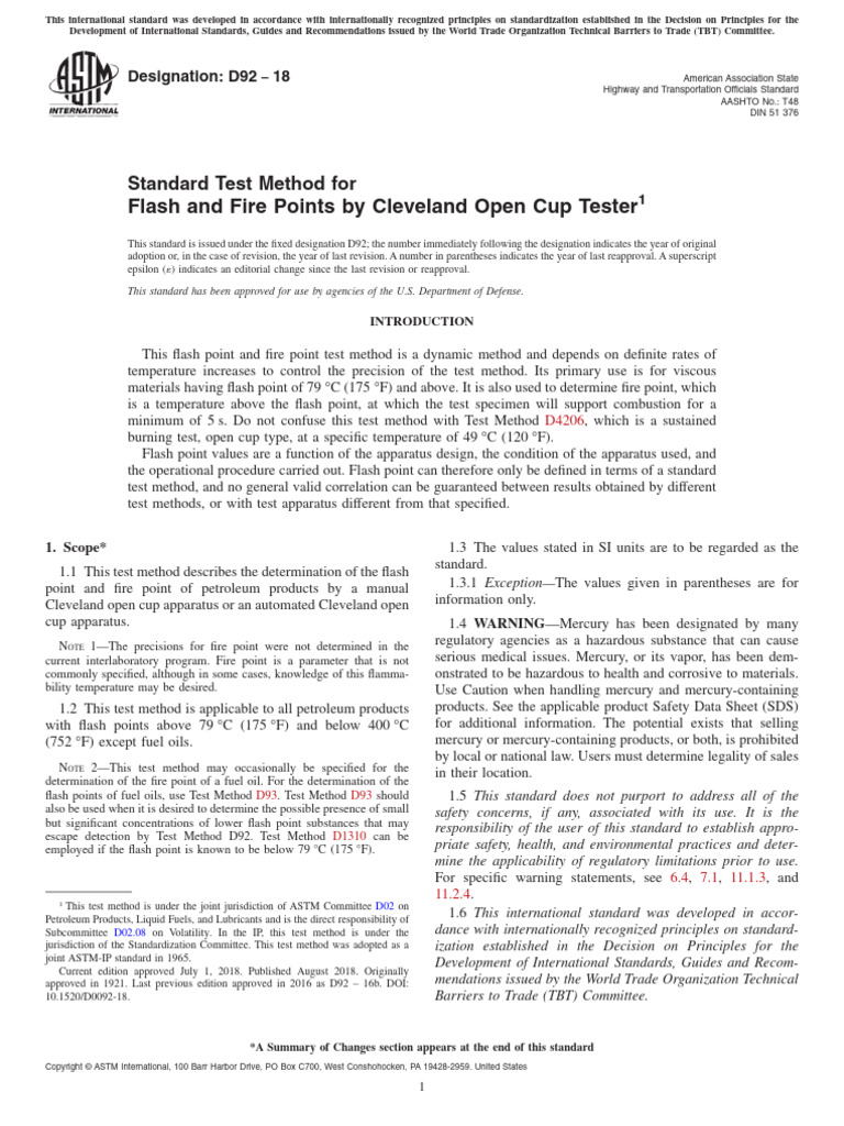 Astm D92-18 | Download Free PDF | Scientific Phenomena | Combustion