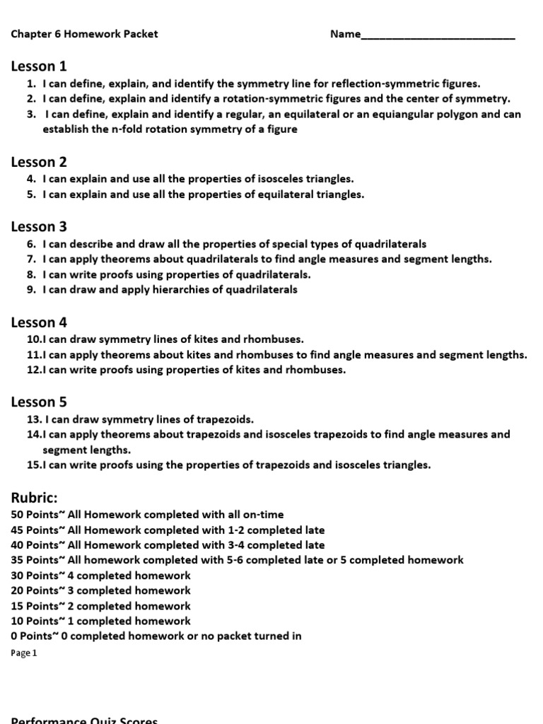 Chapter 6 HW Packet | PDF | Rectangle | Elementary Geometry