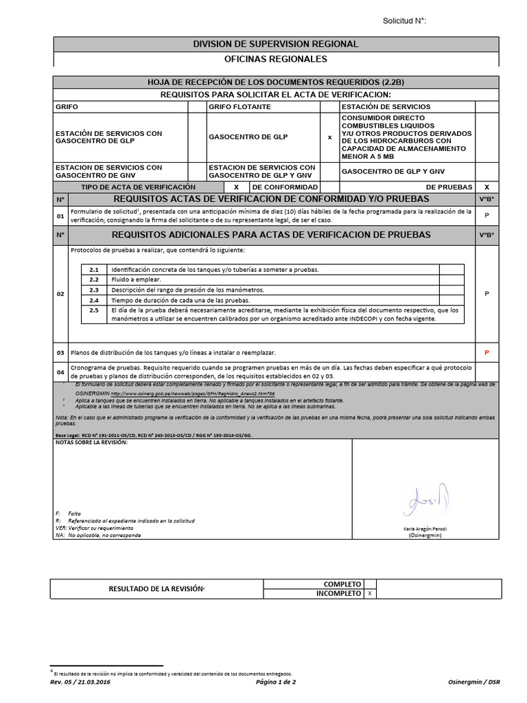 2.2B Hoja Actas de Pruebas y de Verificacion-2016 | PDF