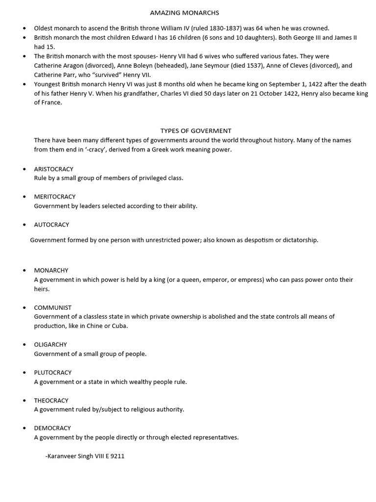 Amazing Monarchs, Knowledgeable Facts | PDF | Monarchy | Monarchy Of The United Kingdom