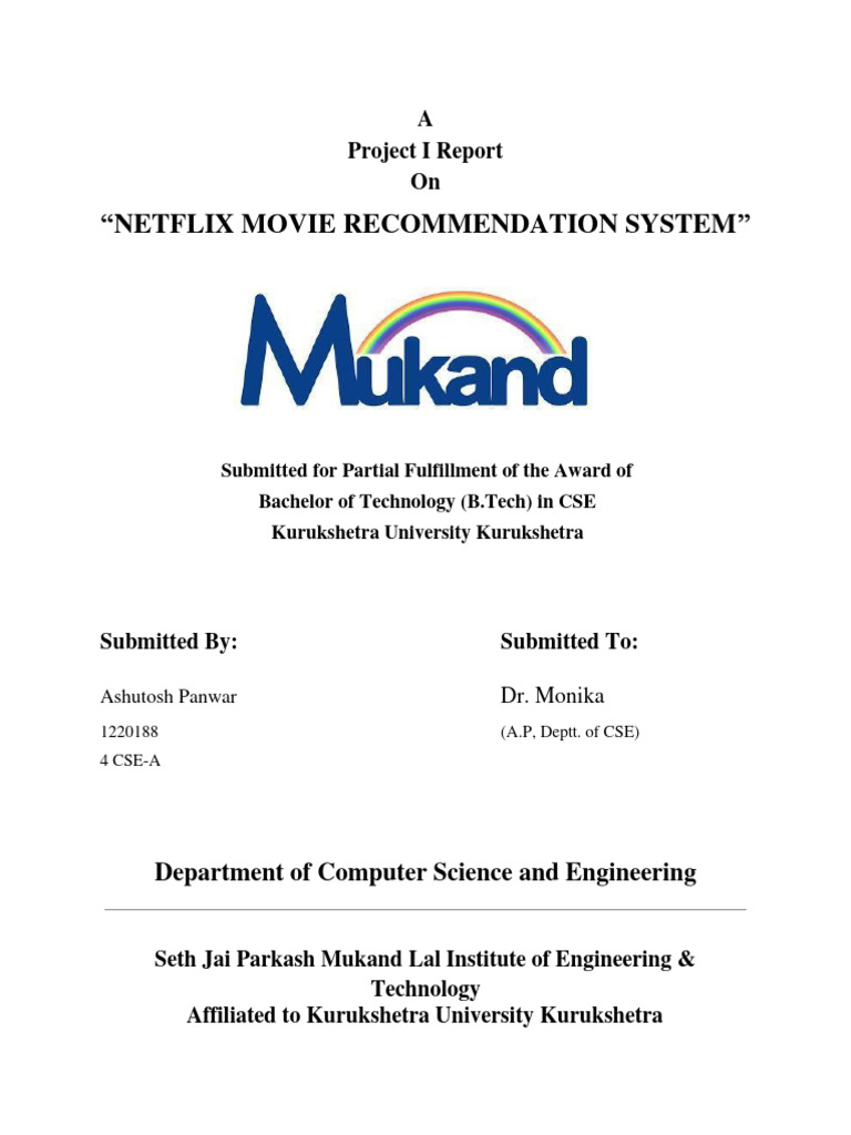 Netflix Movie Recommendation System | PDF | Software Testing | Cluster ...