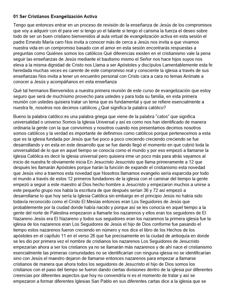 01 Curso Ábreme Ser Cristianos Evangelización Activa | PDF | Jesús | Iglesia cristiana